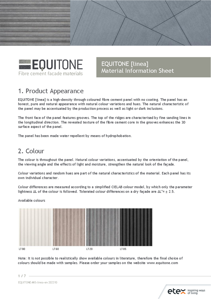EQUITONE Downloads: Guides, Sustainability & Technical Notes - EQUITONE